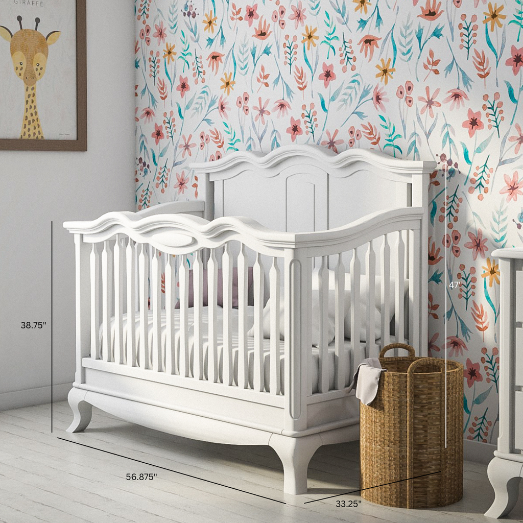 Cleopatra Convertible Crib / Solid Back by Romina Furniture | Solid Wood